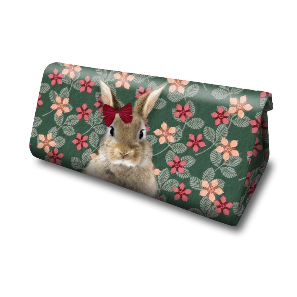 【LUCIE DANCETTE | リュシー・ダンセット】GCFM_Licette｜折りたたみメガネケース・サイズM | ウサギ・リボン