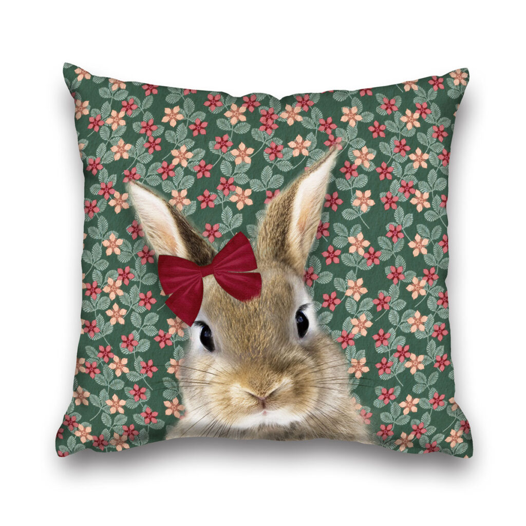 【Lucie Dancette -リュシー・ダンセット】CS2_Licette｜クッション｜ウサギ・リボン